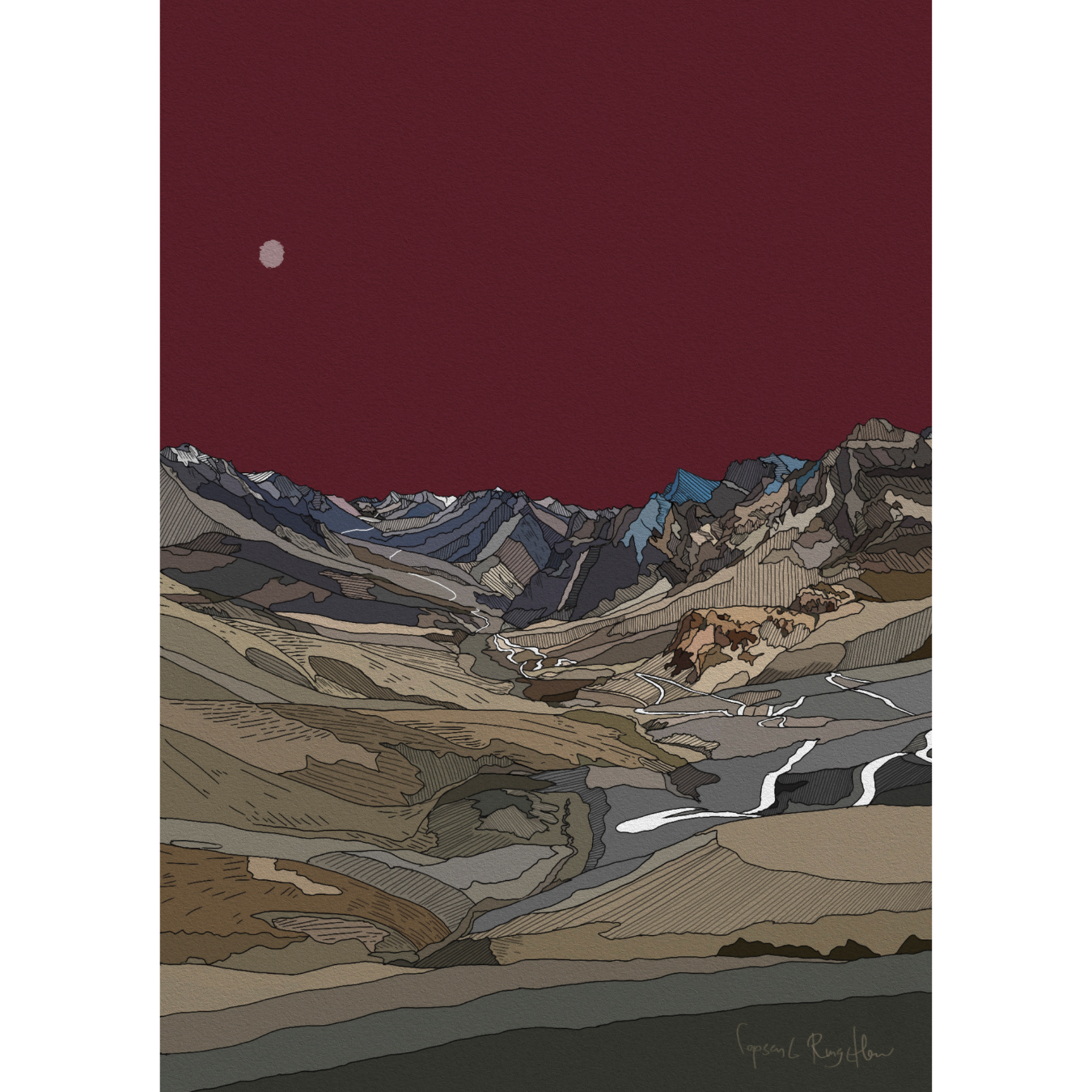Art By Lopsang: A View from Singe La Pass (Red) – Fazl